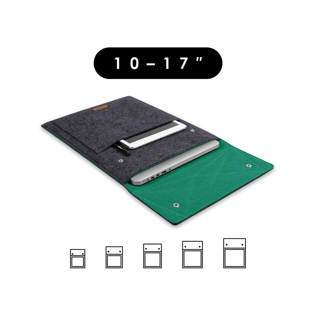 Notebook Felt Cover for Tablets & Laptops With Snap Fasteners in Dark ...
