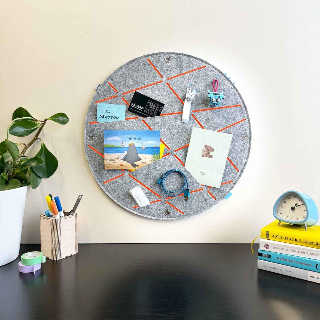 Circular Pinboard With Slots for Pinning and Inserting, Felt Memo Board ...