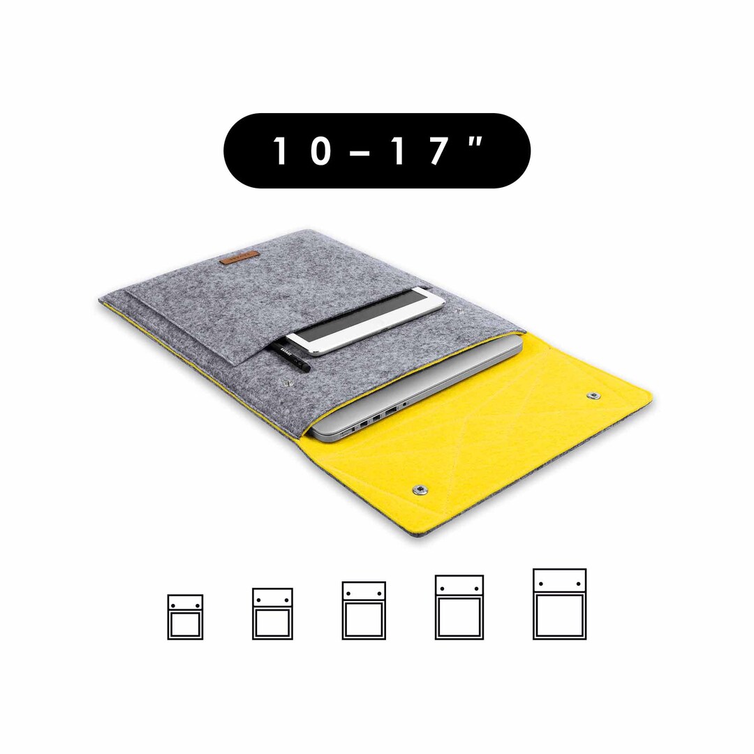 Notebook Felt Cover for Tablets & Laptops With Snap Fasteners in Light ...