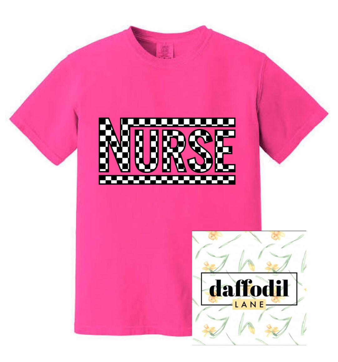 Nurse Retro Vans Checker Comfort Colors Shirt Neon Pink or Pepper - Etsy