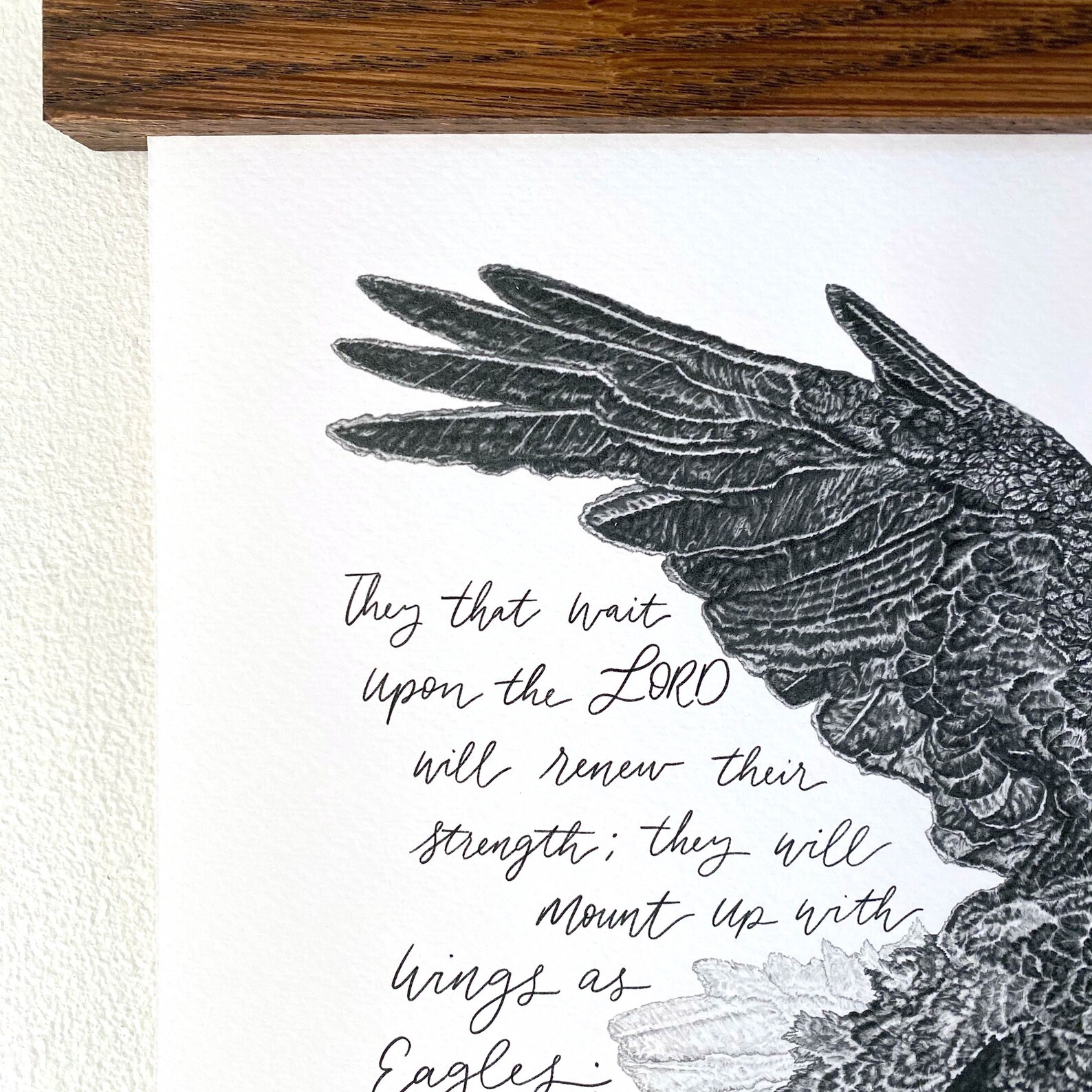 Wings like eagles Isaiah 40:31 Bible verse framed art print | Etsy
