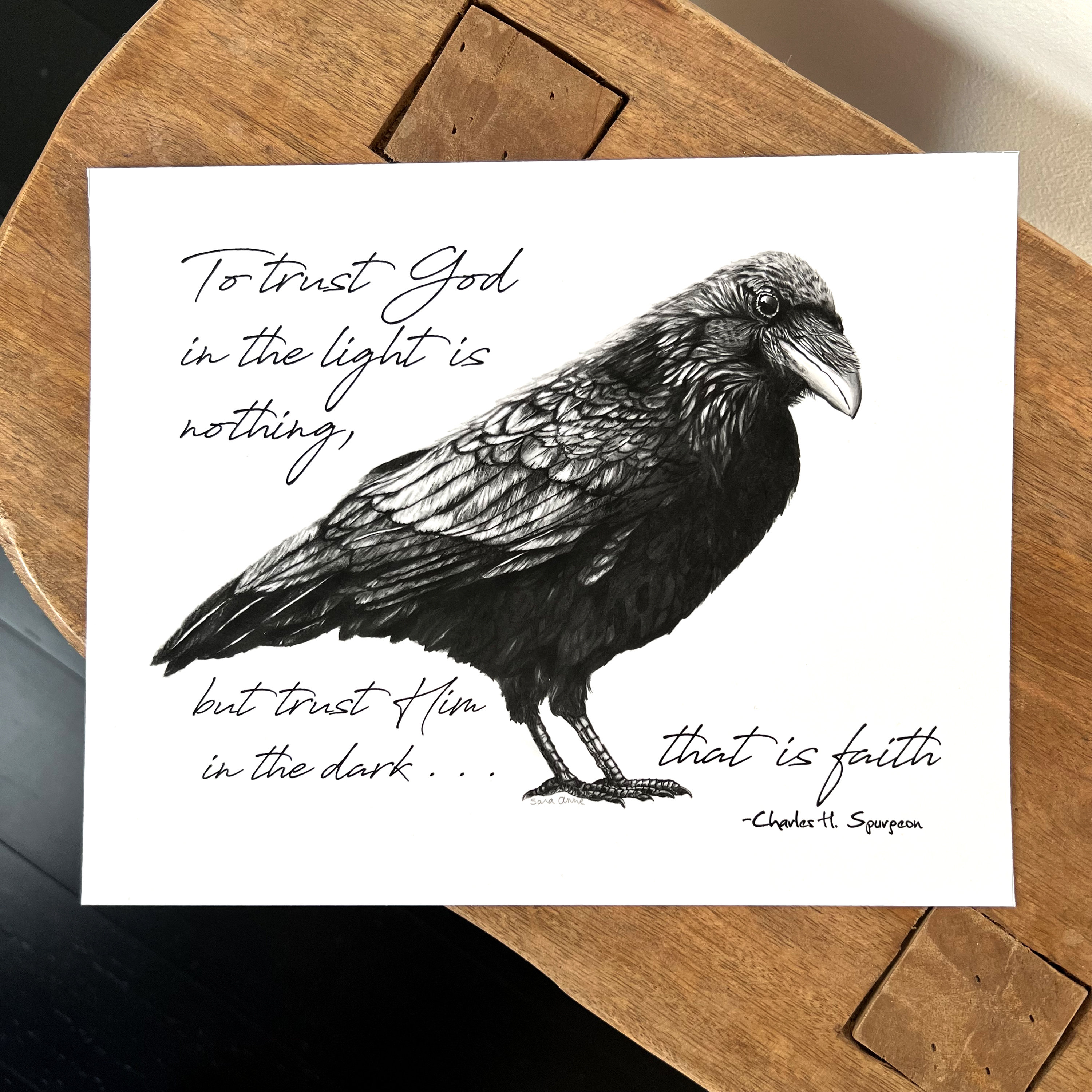 Raven Christian Art Print With Spurgeon Quote Wildlife Bible - Etsy