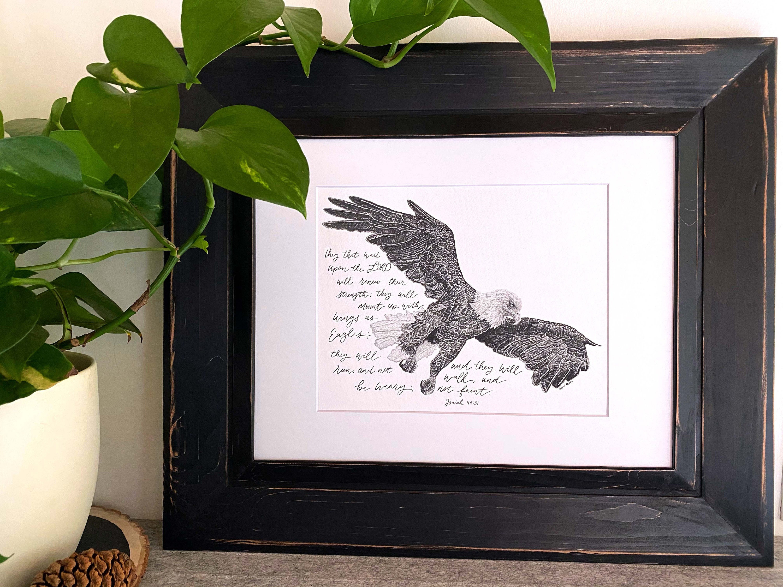 Isaiah 40 31 Bald Eagle Bible Verse Art Print Scripture Wall - Etsy
