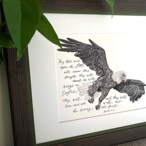 Isaiah 40 31 Bald Eagle Bible Verse Art Print, Scripture Wall Art and ...
