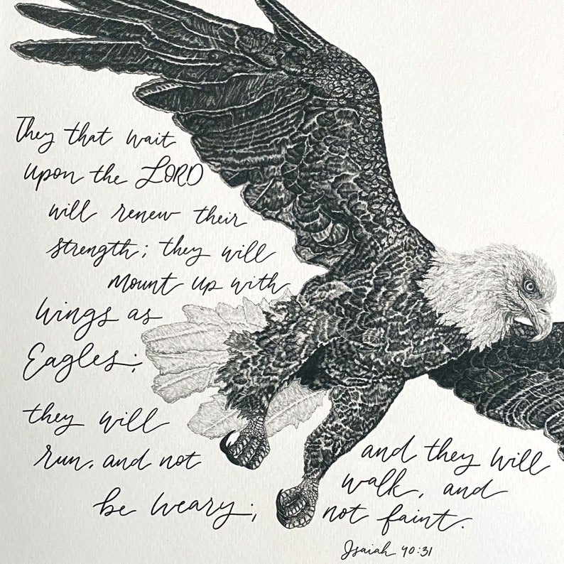 Isaiah 40 31 Bald Eagle Bible Verse Art Print Scripture Wall - Etsy