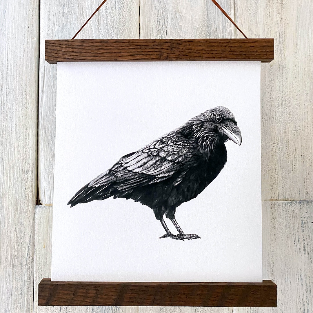 Gravure d’art corbeau encadrée, art de corbeau, impression d ...