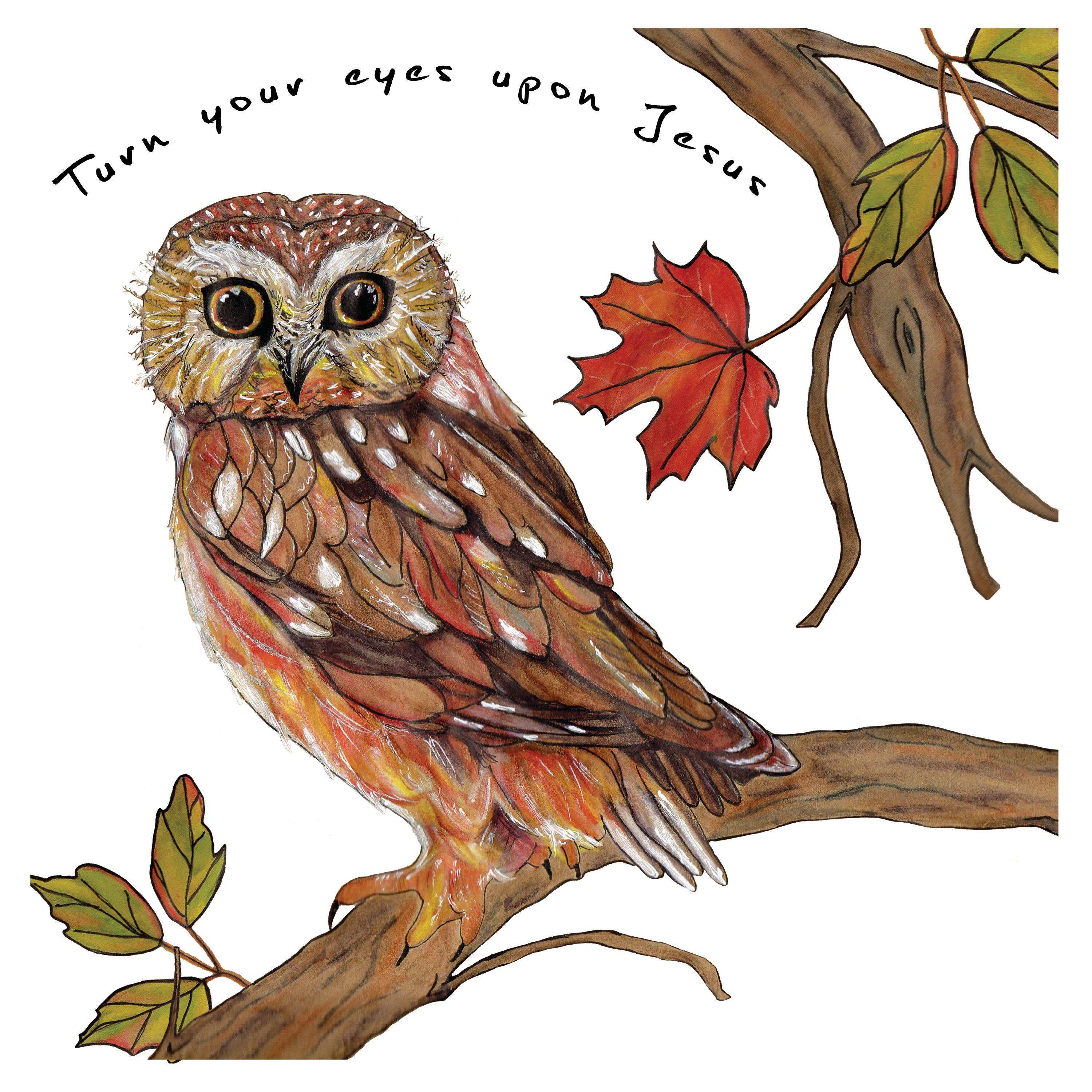 Owl Christian Art Print Turn Your Eyes Upon Jesus Hymn Art - Etsy