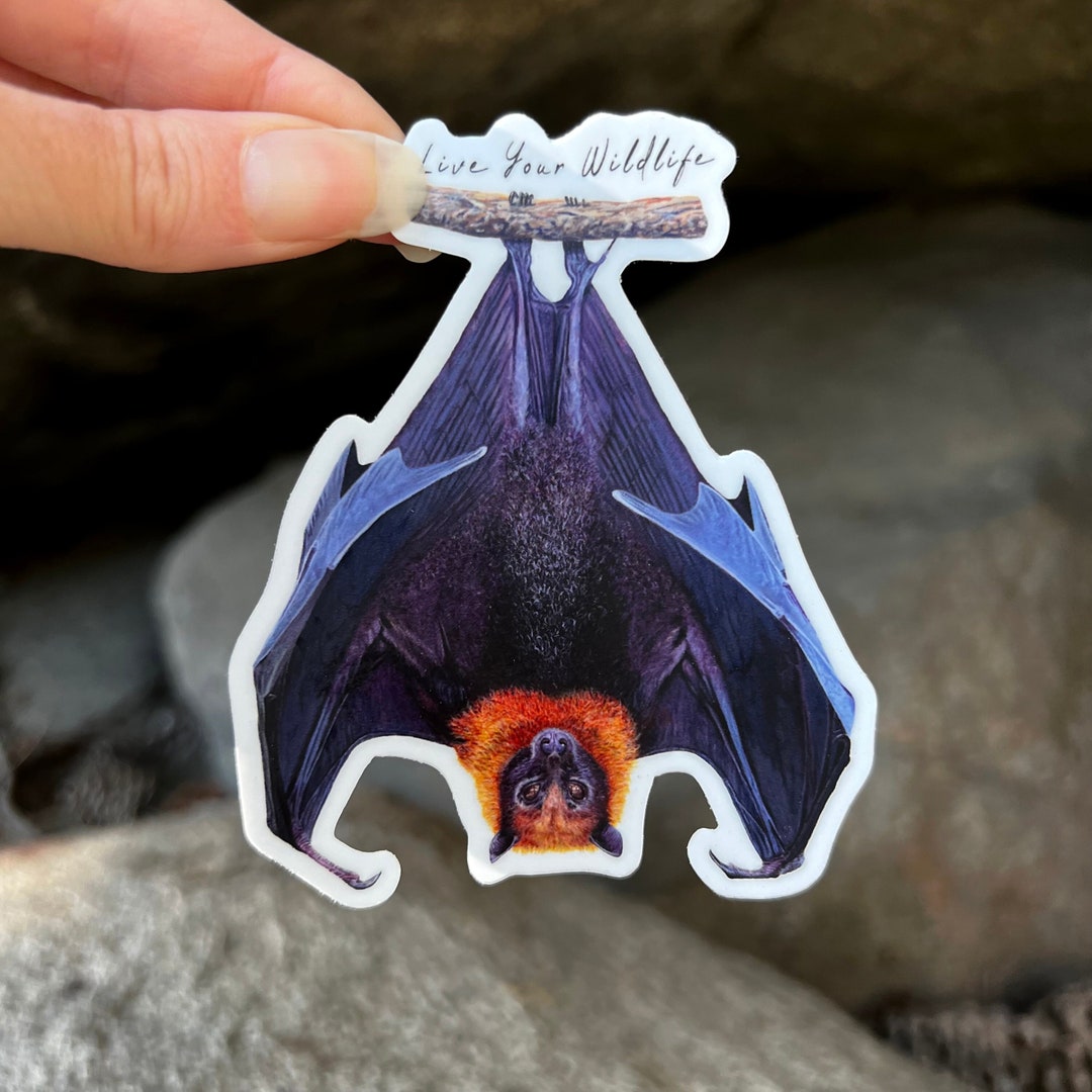 Bat Sticker, Waterproof Bat Vinyl Decal, Flying Fox Bat Laptop Sticker ...