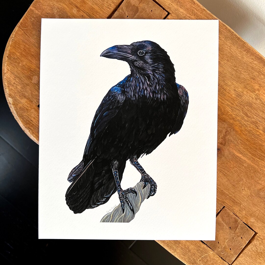 Raven Painting, Raven Art Print, Crow Art, Bird Lover, Wall Art Home ...