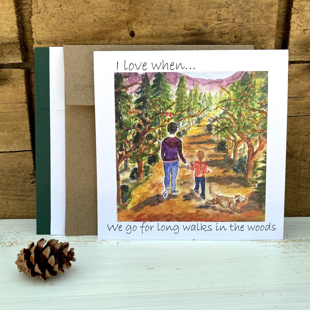 Walks in the Woods Greeting Card With Envelope, Whimsical Watercolor ...