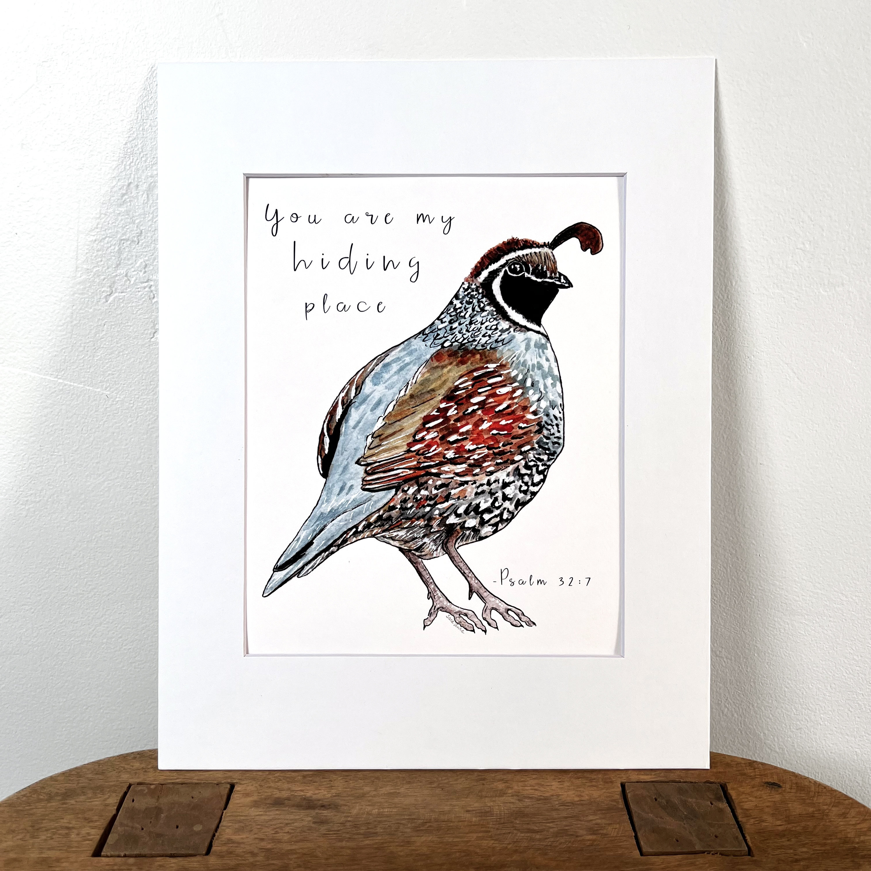 Quail Christian Art Print, You Are My Hiding Place Psalm 32 7, Wildlife ...