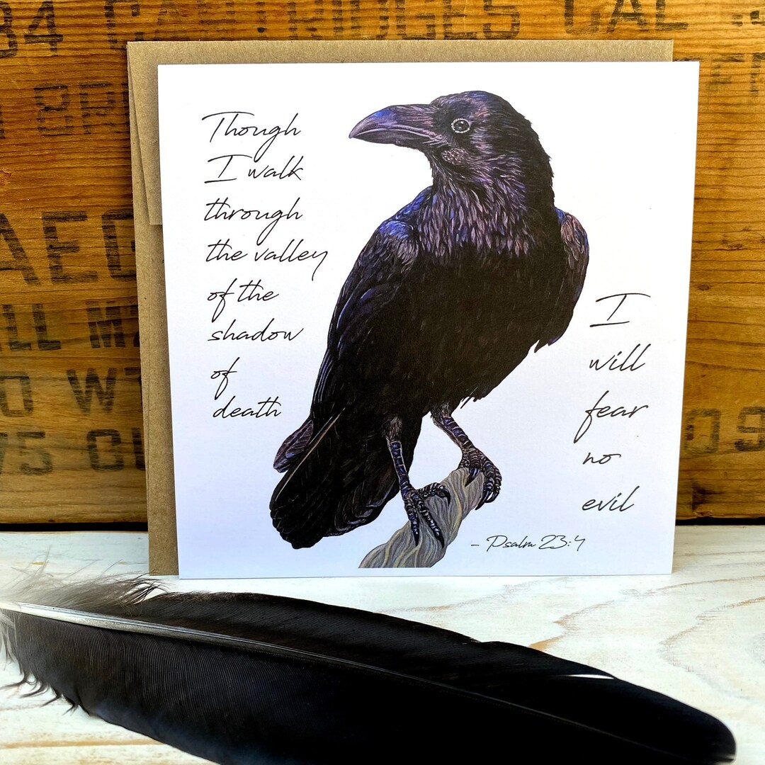 Psalm 23 Card, Bible Verse Card, Raven Card, Crow Card, Christian ...