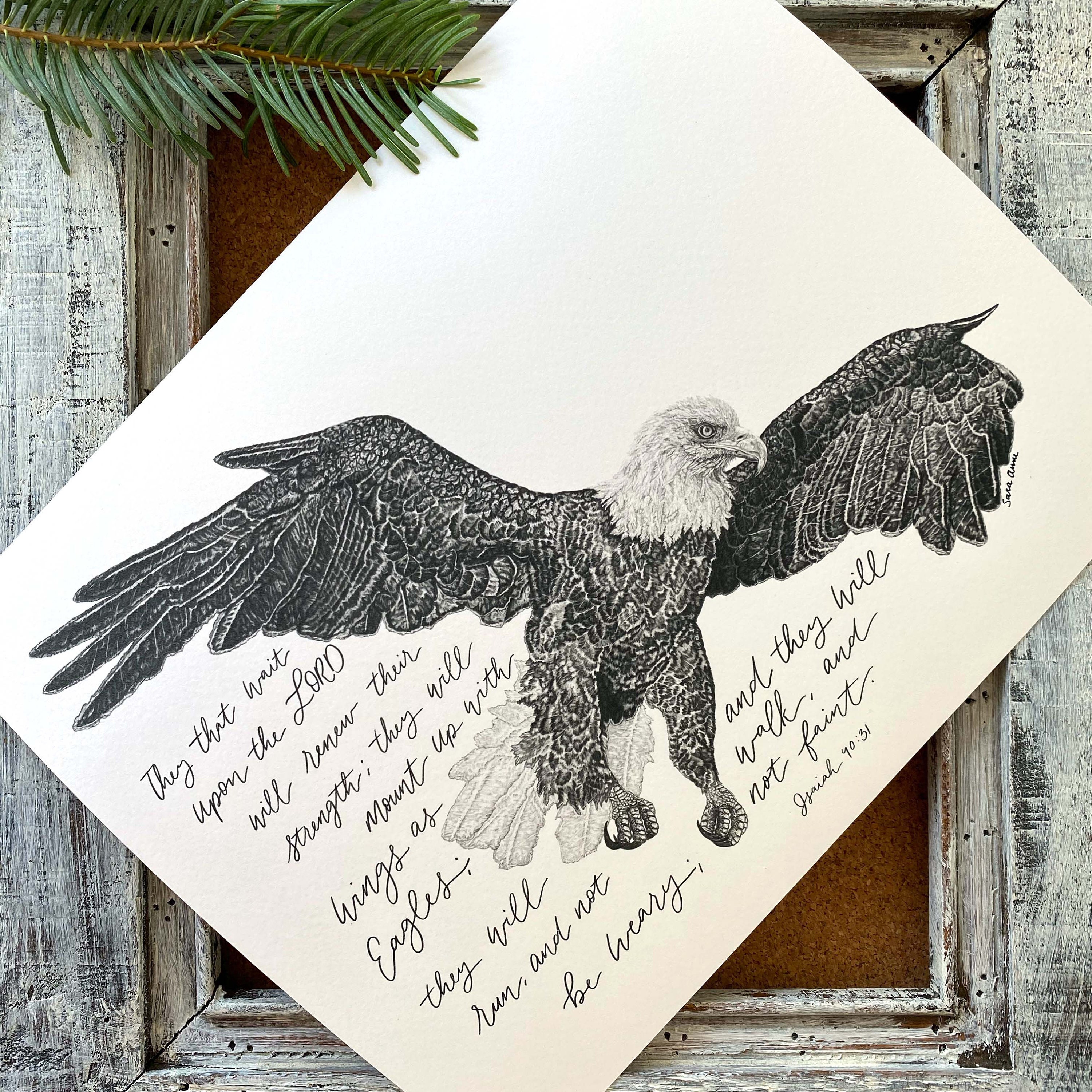 Isaiah 40 31 Bald Eagle Bible Verse Art Print Scripture Wall - Etsy