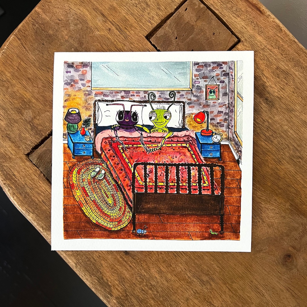 Snug as Bugs in a Rug Art Print, Whimsical Watercolor Illustration ...