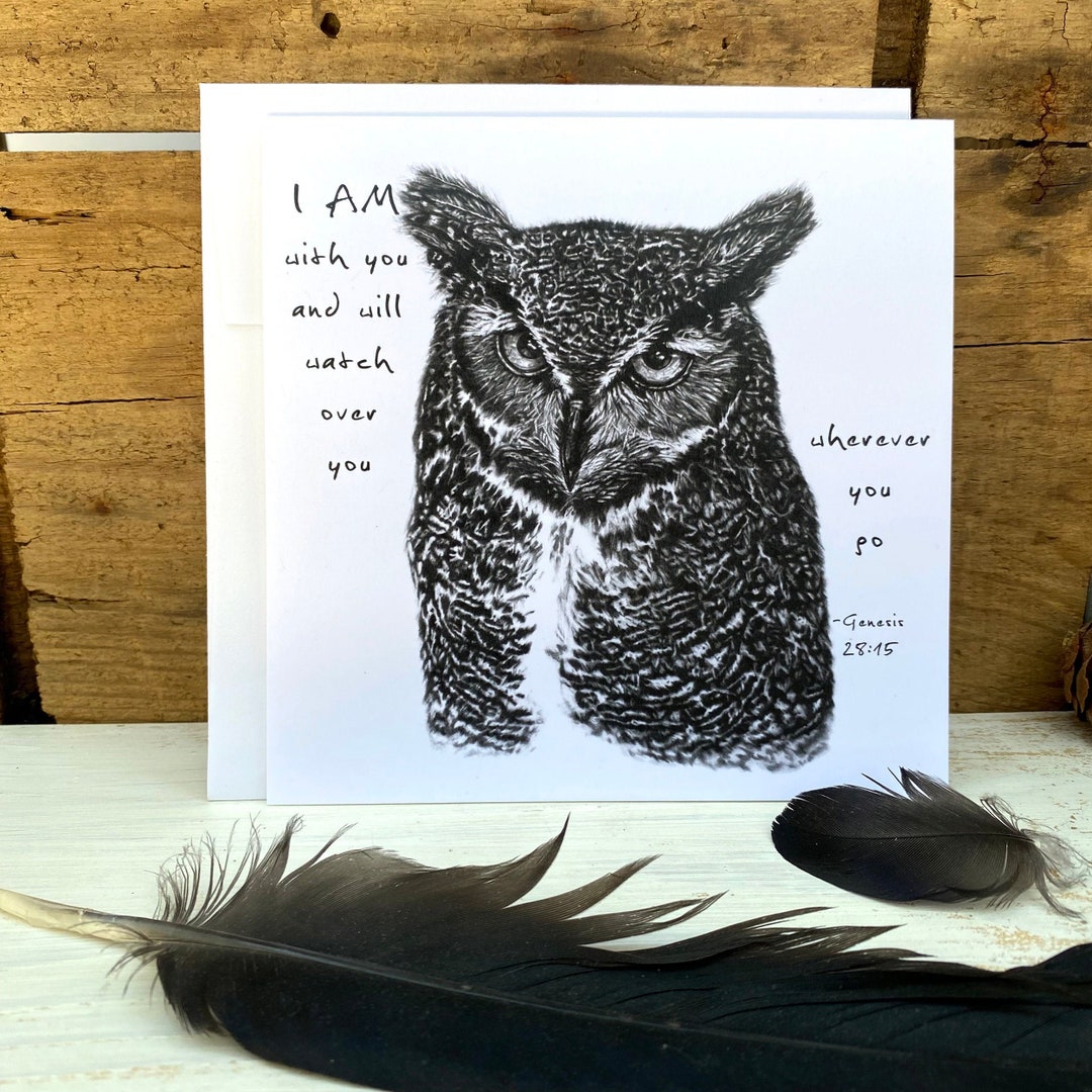Owl Christian Greeting Card With Envelope, Bible Verse Card, Notecard ...