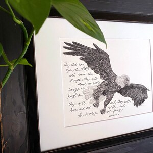 Isaiah 40 31 Bald Eagle Bible Verse Art Print, Scripture Wall Art and ...