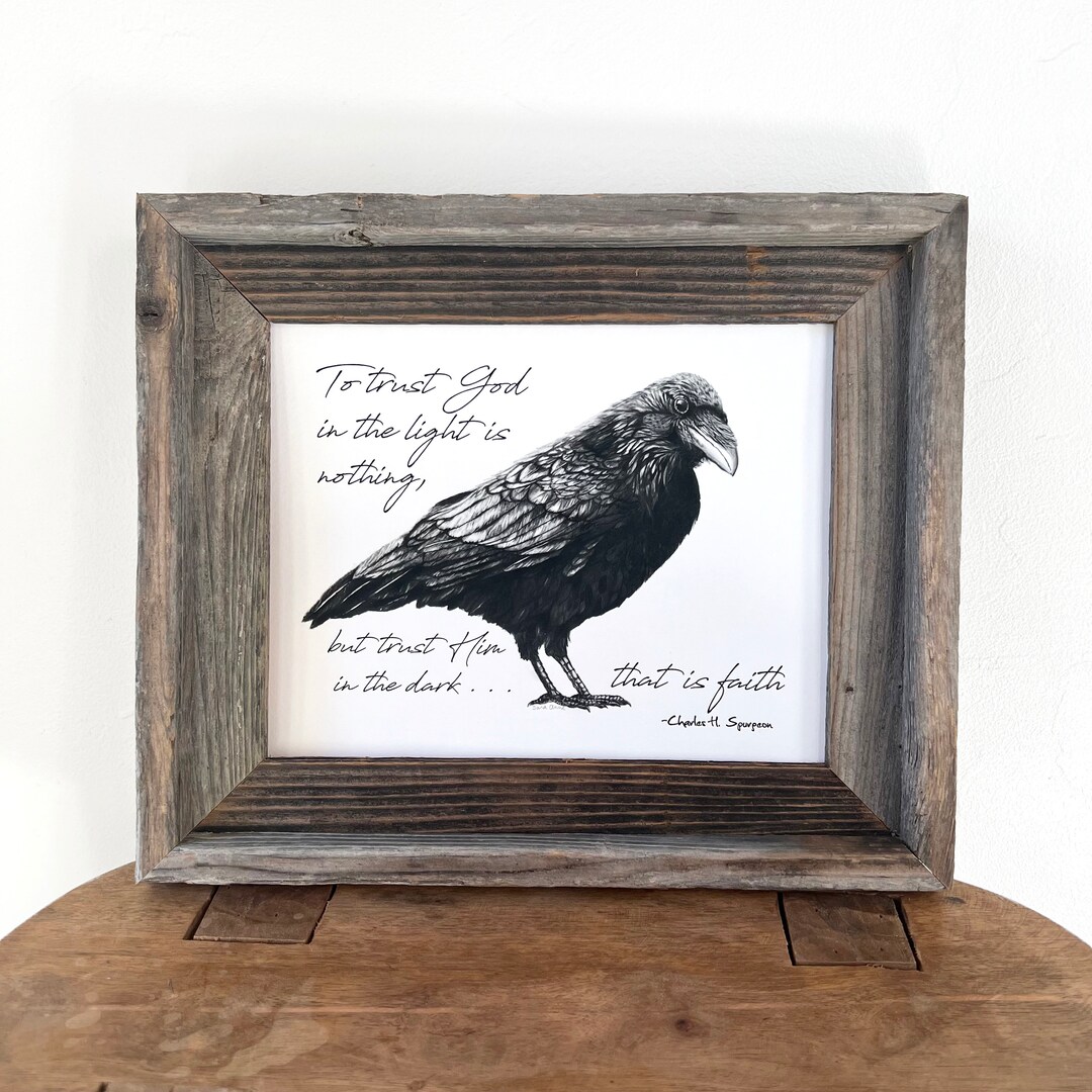 Raven Christian Art Print With Spurgeon Quote, Wildlife Bible Verse Art ...