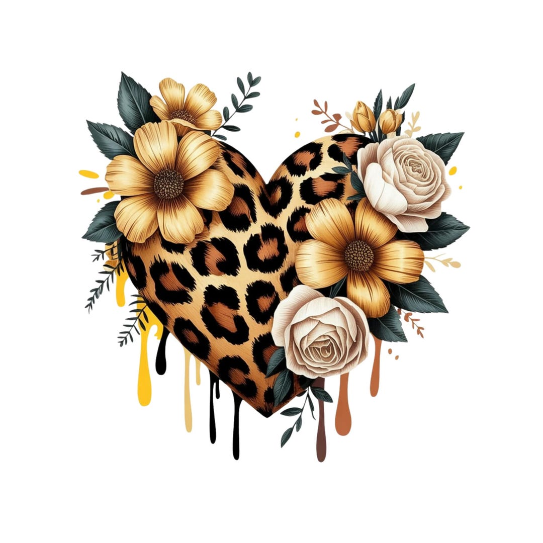 Leopard Heart Clipart PNG – Flower Heart Leopard Print – Sublimation ...