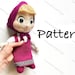 PDF MASHA Doll Crochet Pattern, From Masha and the Bear, Amigurumi Doll ...