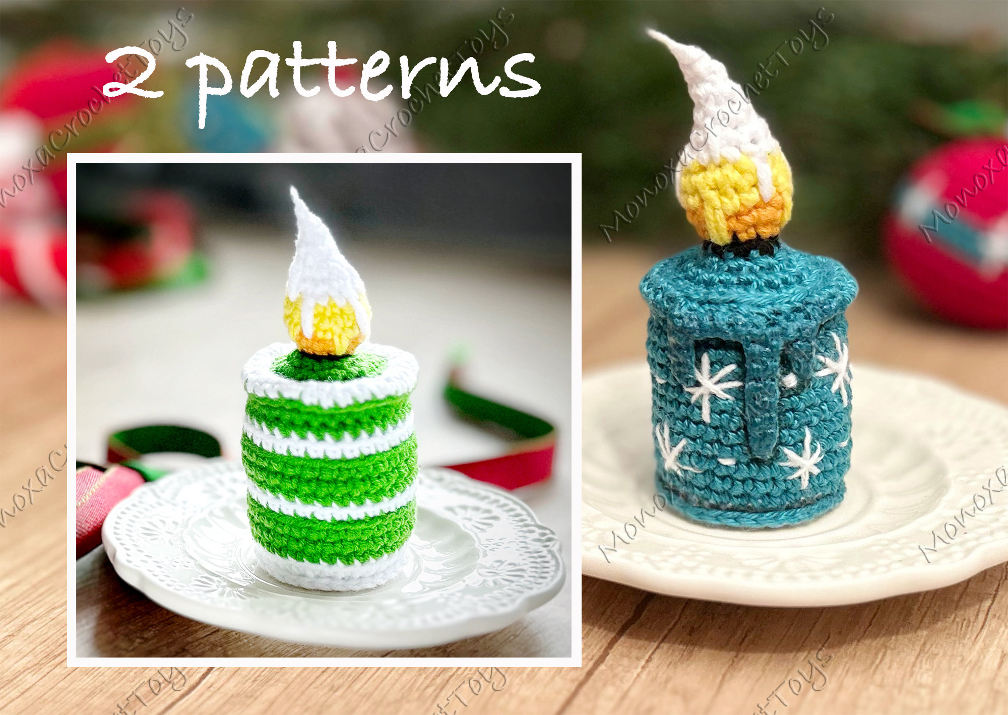 Xmas Crochet Candle Pattern Crochet Christmas Candle Applique And