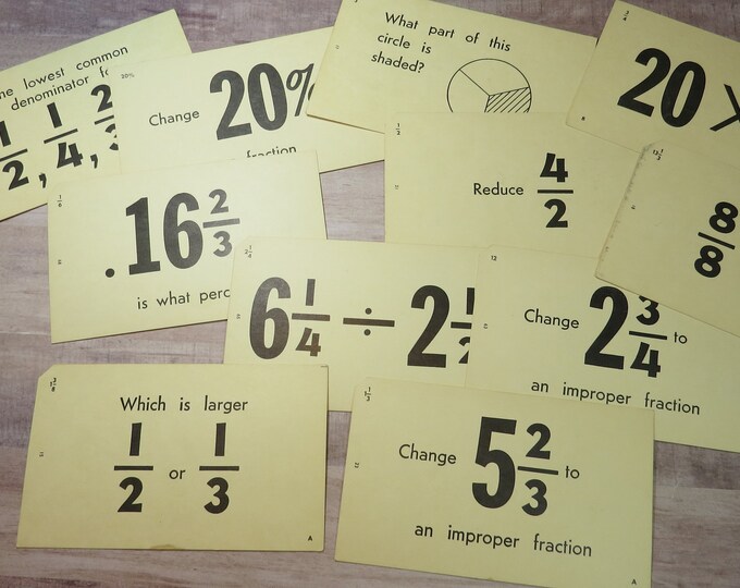 Fraction Flash Cards - Etsy