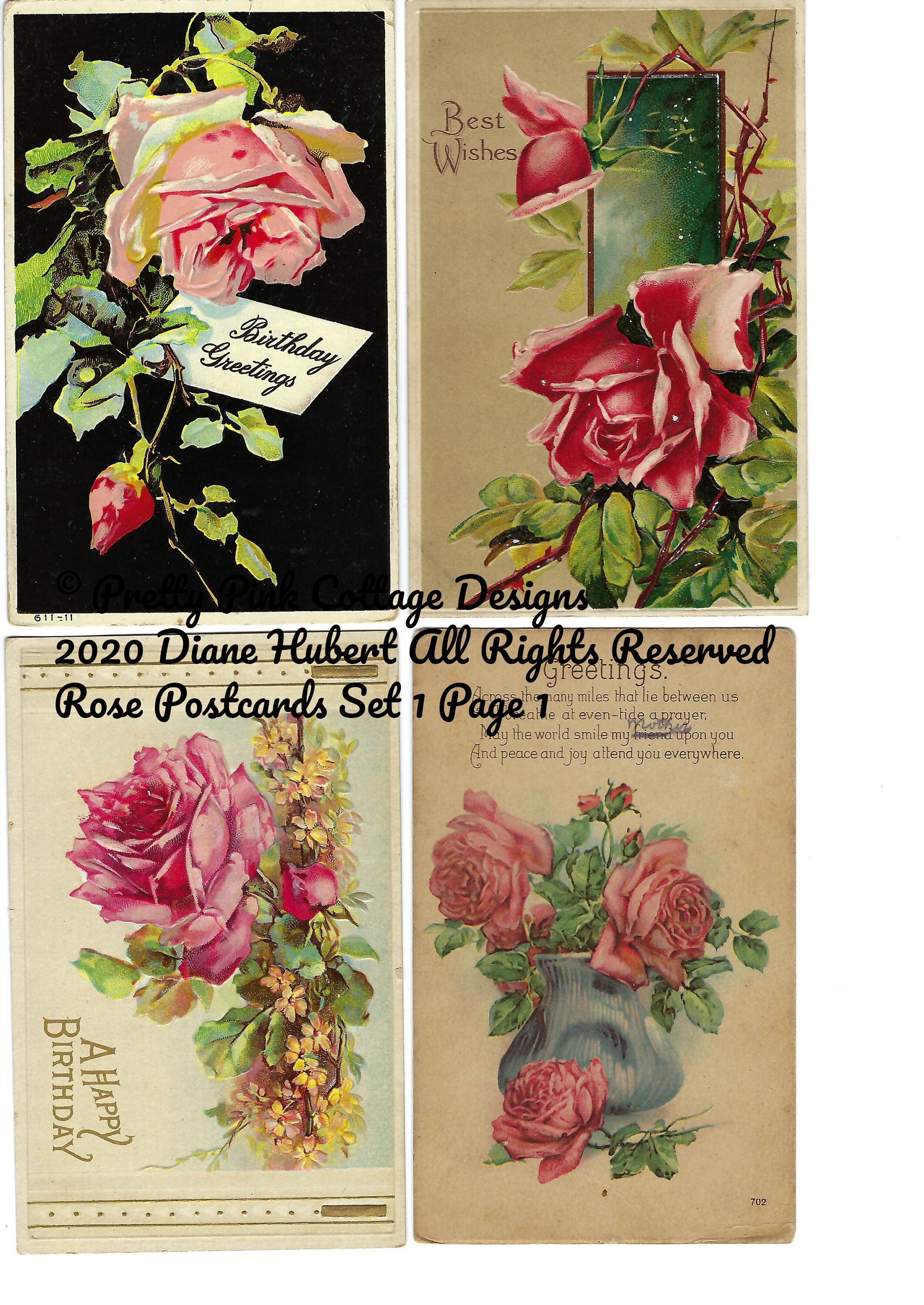 Vintage Roses Postcards Digital Download - Etsy Canada