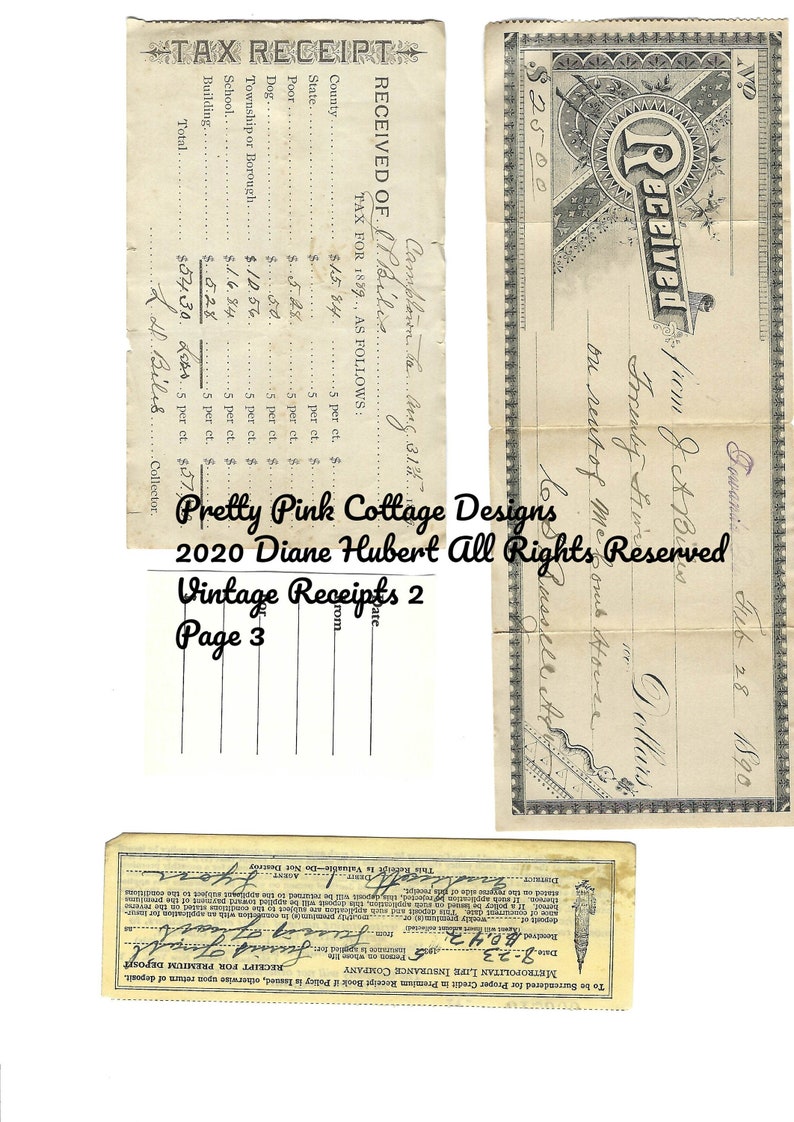 Vintage Receipts 2 Digital Download - Etsy