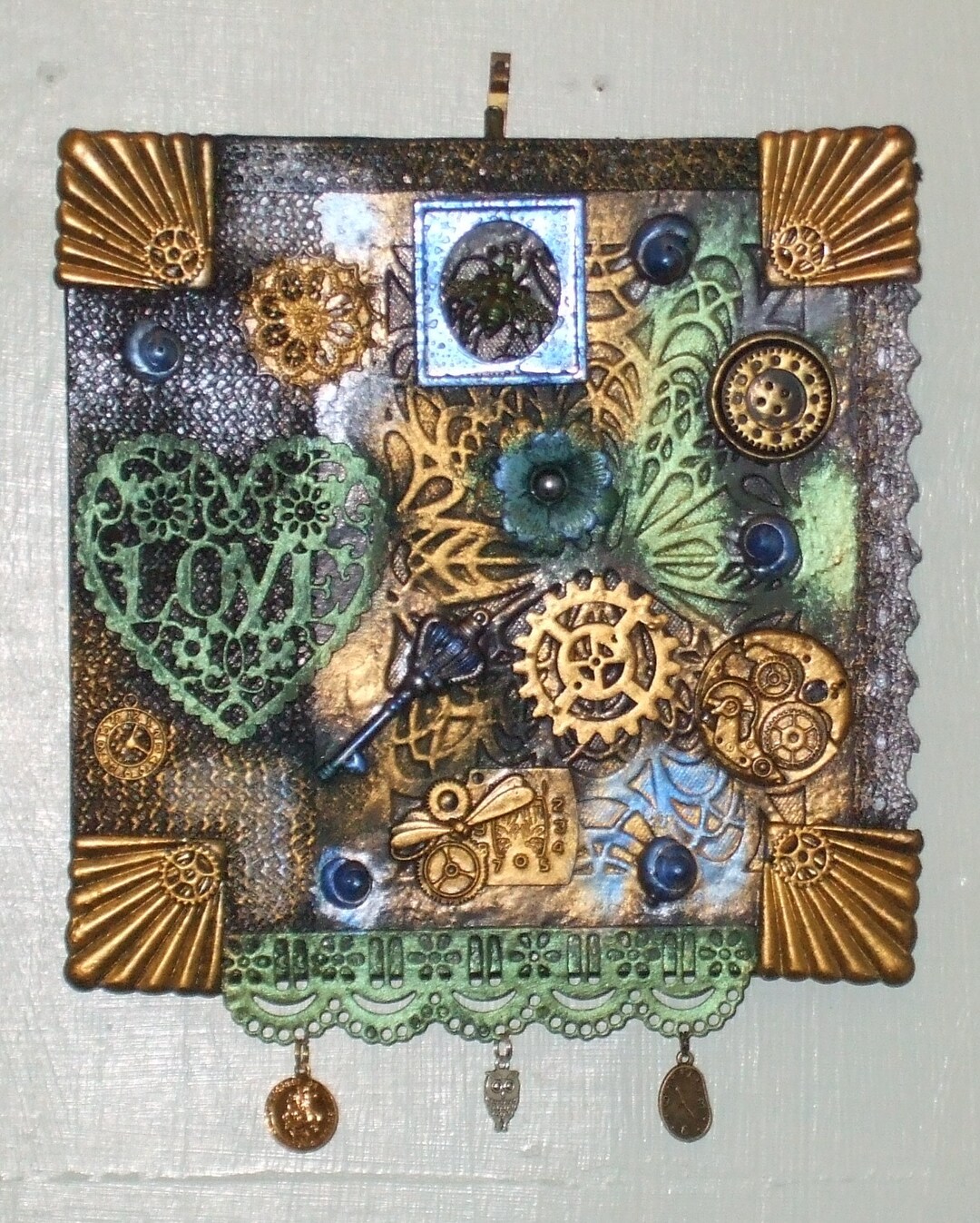 Love Heart Canvas Mixed Media Steampunk Wall Hanging Plaque - Etsy