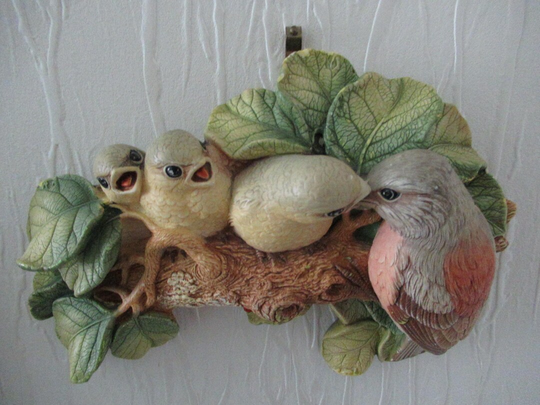 This is a Vintage Bossons Chalkware of a Branch With a Bird and Baby ...