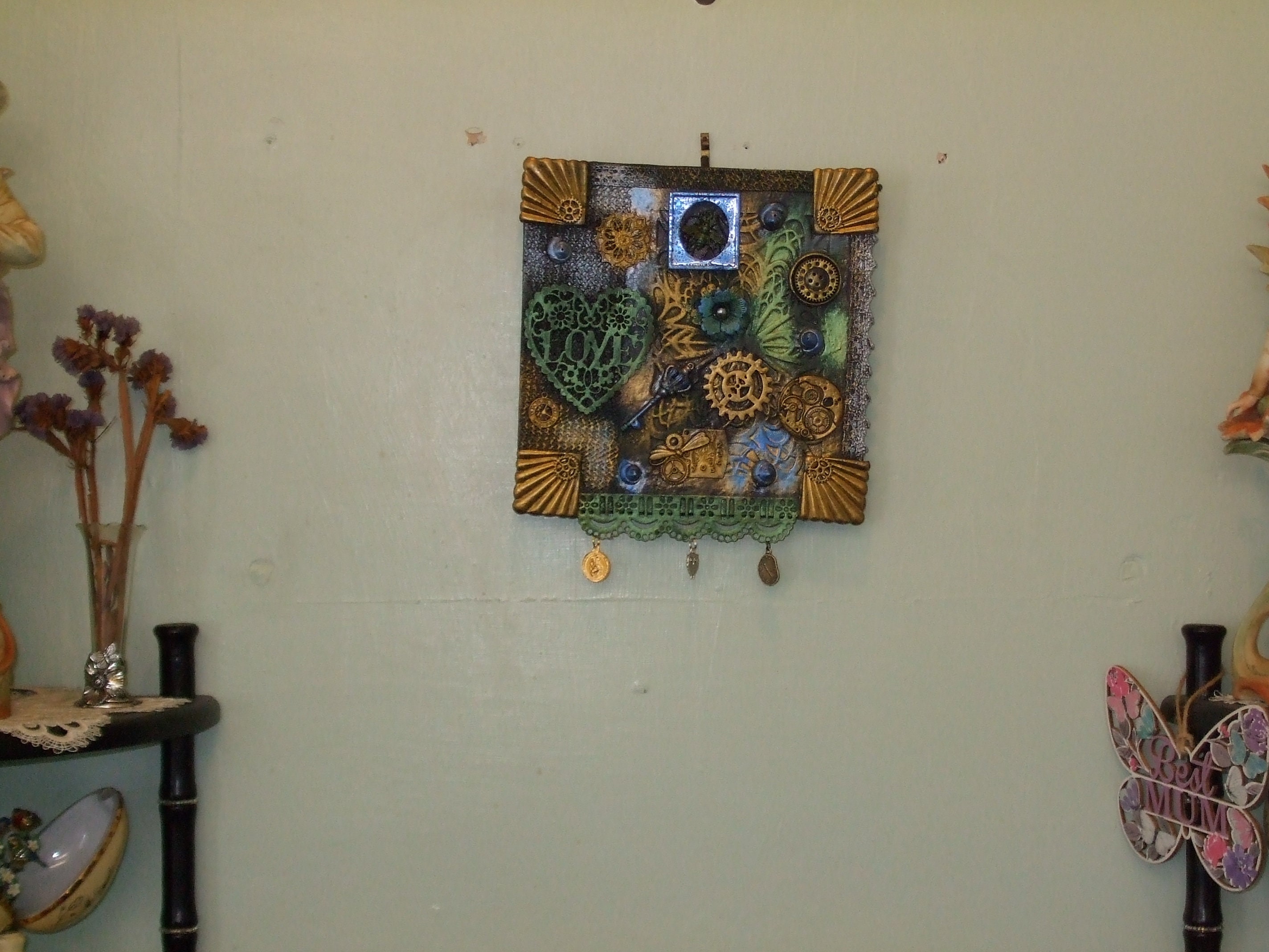 Love Heart Canvas Mixed Media Steampunk Wall Hanging Plaque - Etsy UK