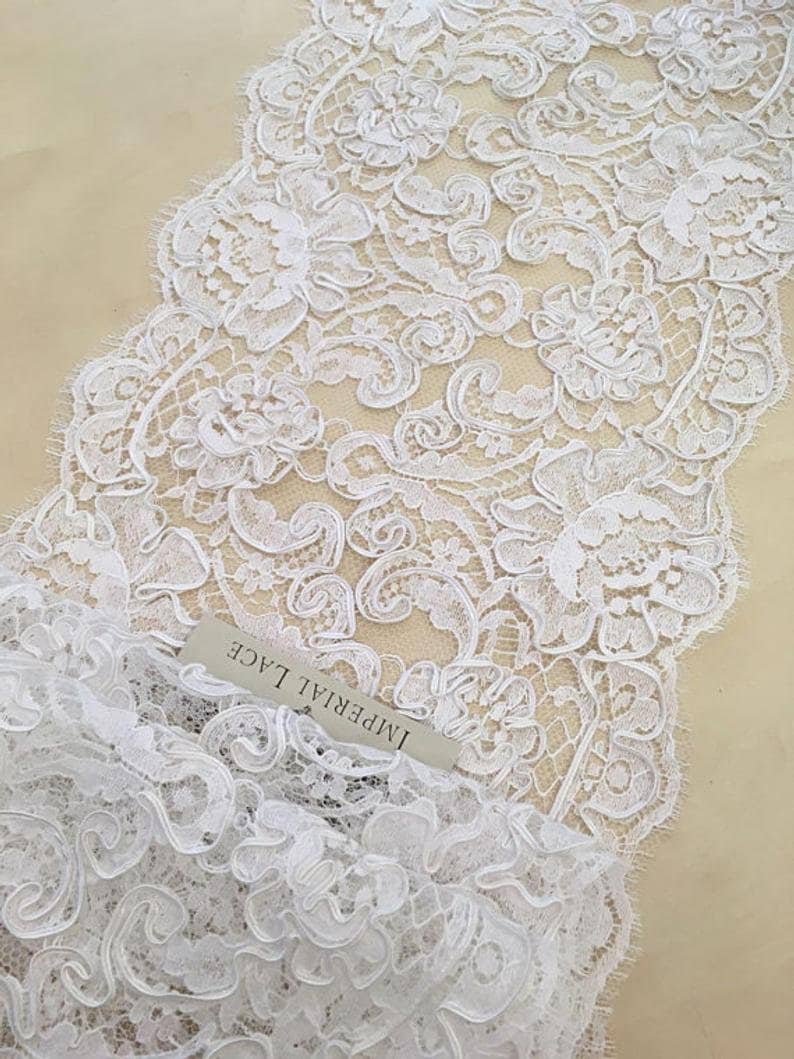 Bright White Lace Trim French Lace Alencon Lace Spitze | Etsy