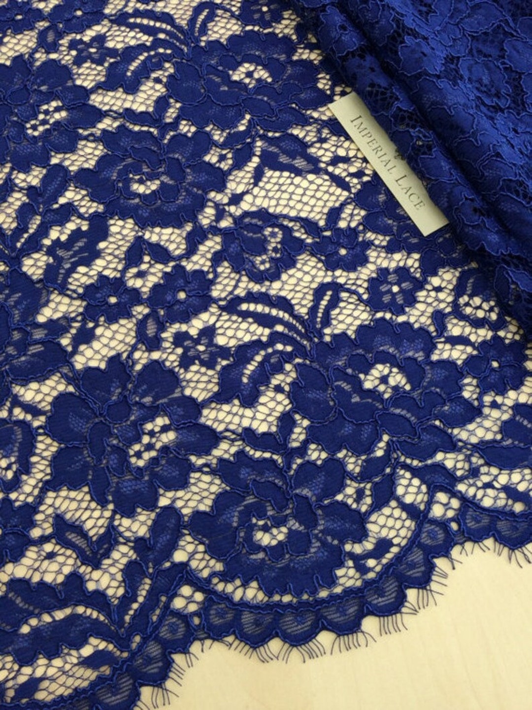 Royal Blue Lace Fabric, French Lace, Alencon Lace, Wedding Lace, Bridal ...