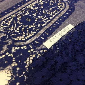 Dark Blue Lace Fabric, Embroidered Lace, French Lace, Wedding Lace ...