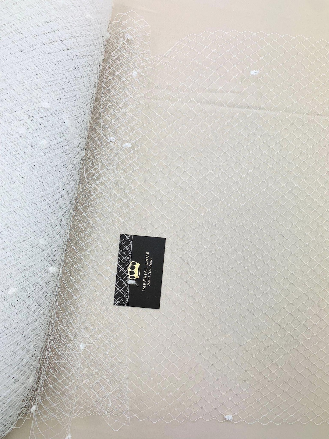 White Hat Net Fabric, Vintage Fabric, Net Fabric With Dots, White Net ...