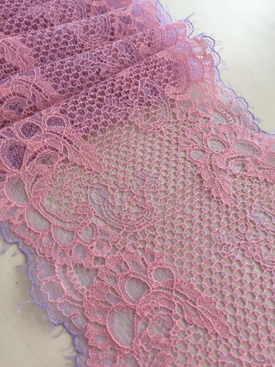 Pink Lace Trim, French Lace, Chantilly Lace, Bridal Gown Lace, Wedding ...