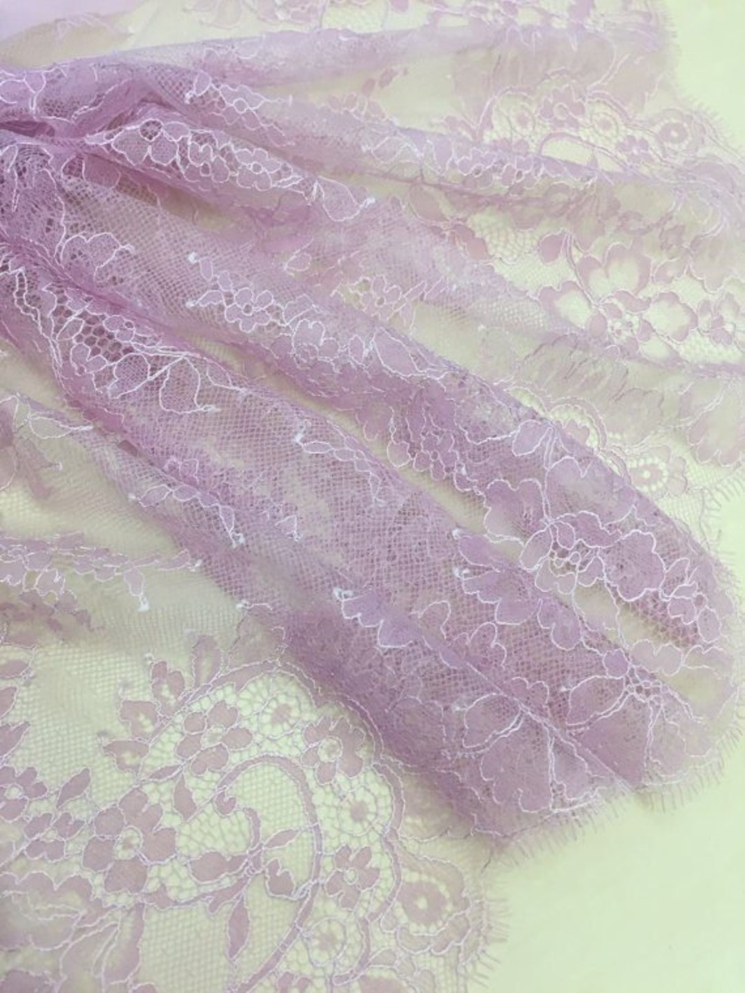 Purple Lace Trim French Lace Chantilly Lace Bridal Gown Lace Wedding ...