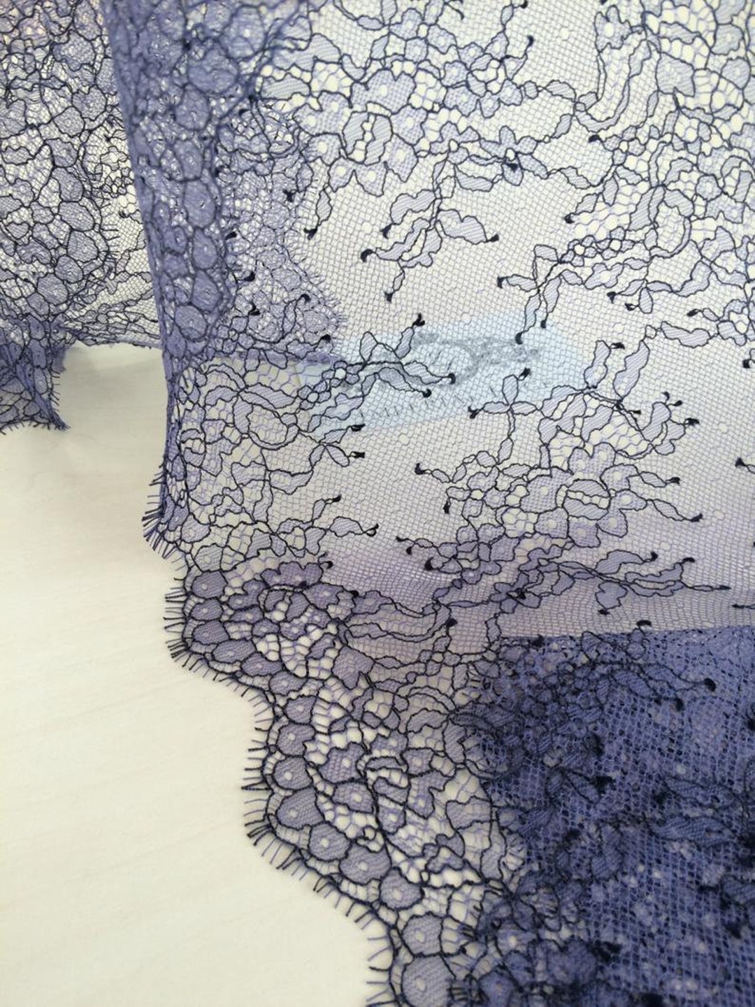 Purple Lace Trim French Lace Chantilly Lace Bridal Gown Lace Wedding ...