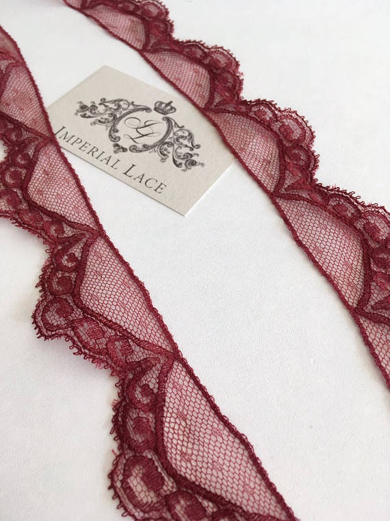 Wine Red Chantilly Lace Trim Solstiss Lace Trim Viscose Lace | Etsy