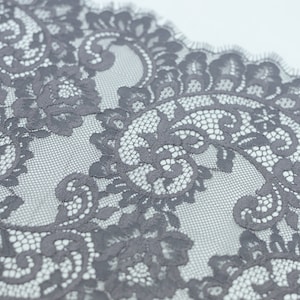 Gray Lace Trim, French Lace, Chantilly Lace, Bridal Gown Lace, Wedding ...