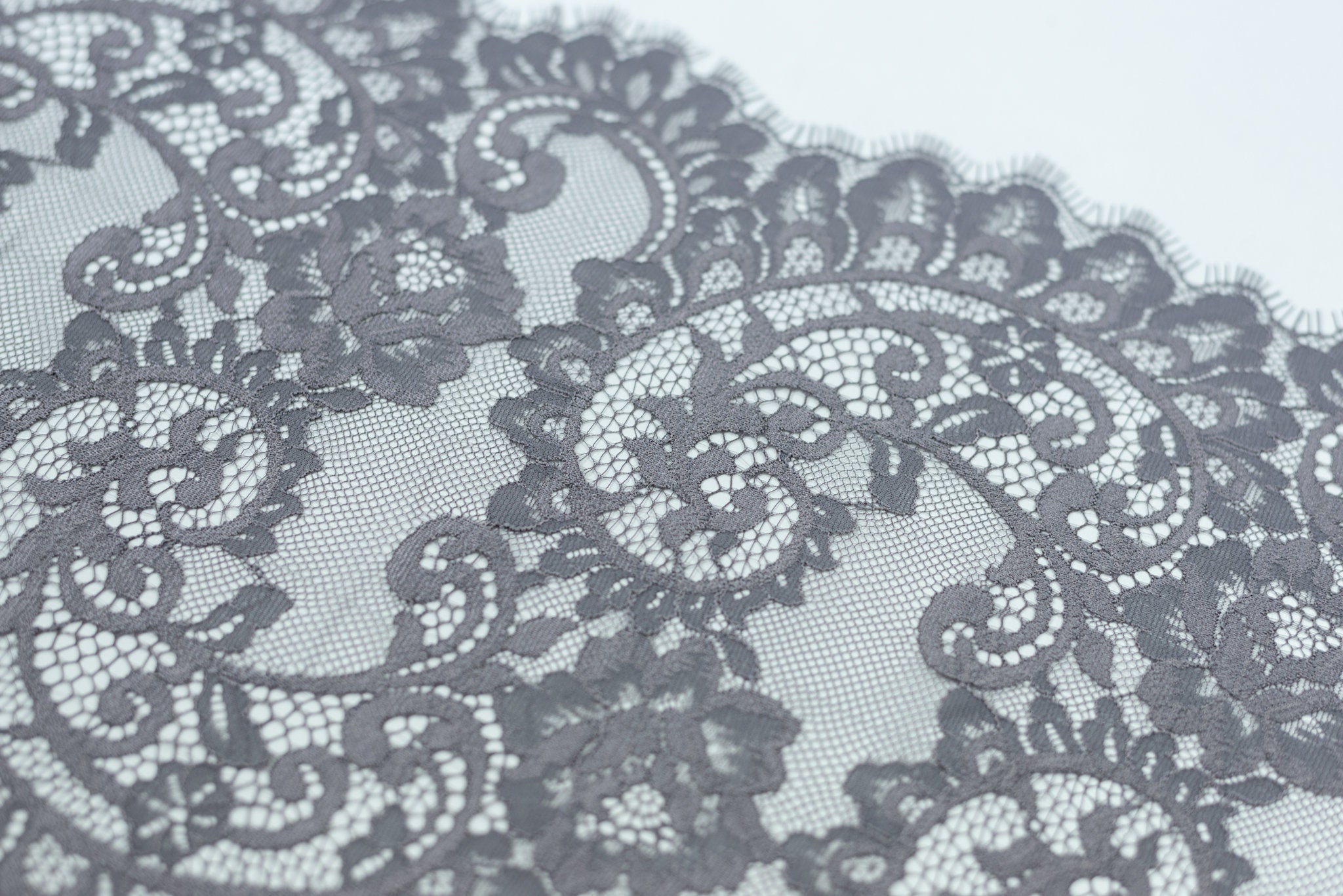 Gray Lace Trim, French Lace, Chantilly Lace, Bridal Gown Lace, Wedding ...