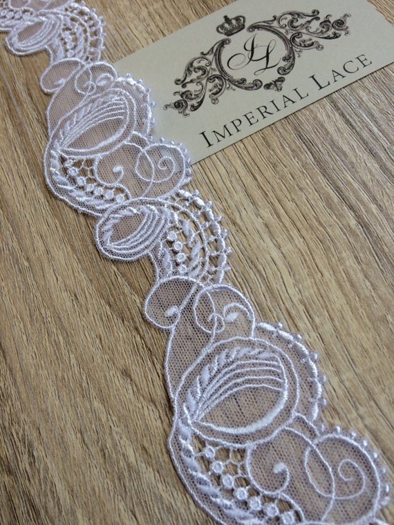 White Lace Trimming Chantilly Lace Trim Spitze Stoff Lace - Etsy