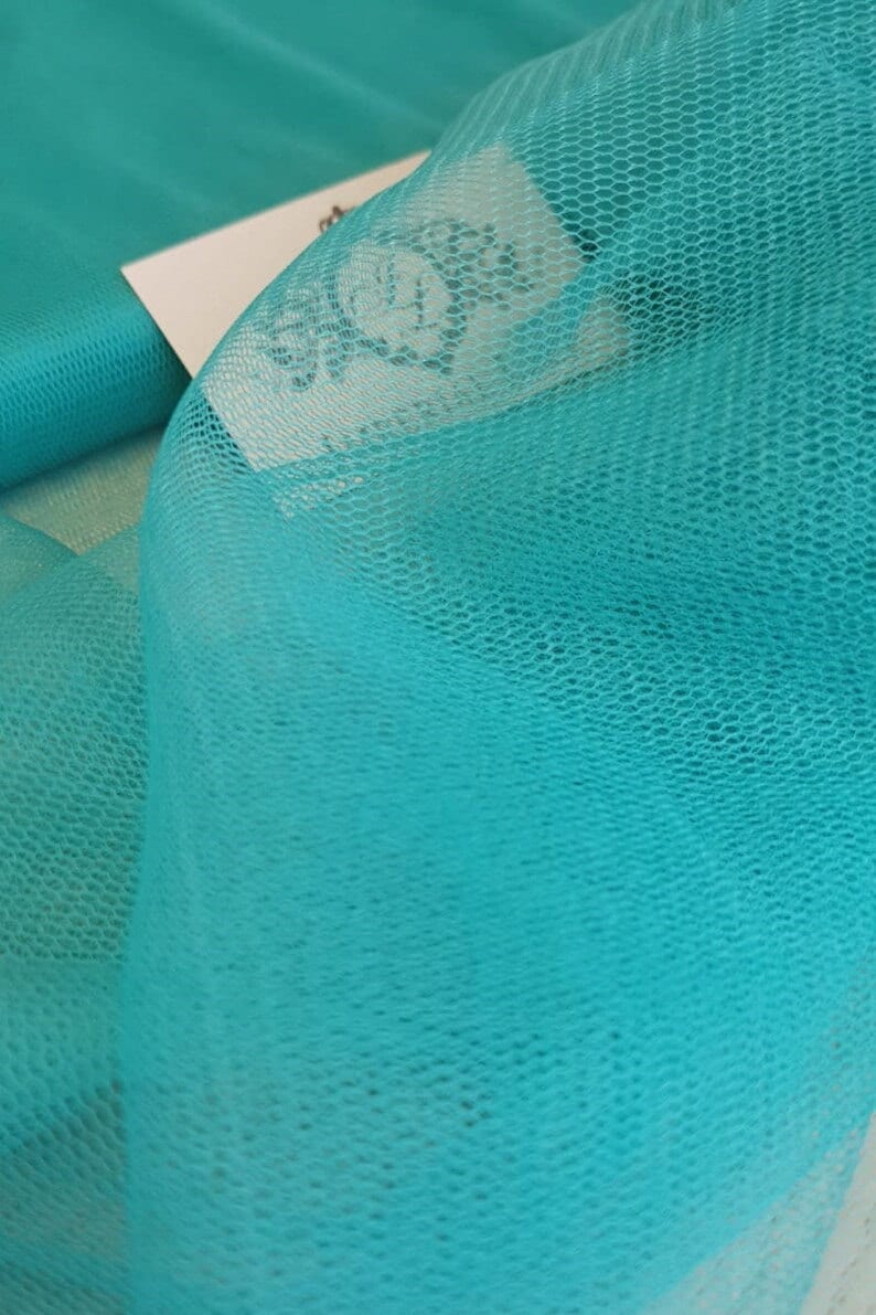 Turquoise Silk Tulle Fabric, Lingerie Silk Net, Turquoise Silk Fabric ...