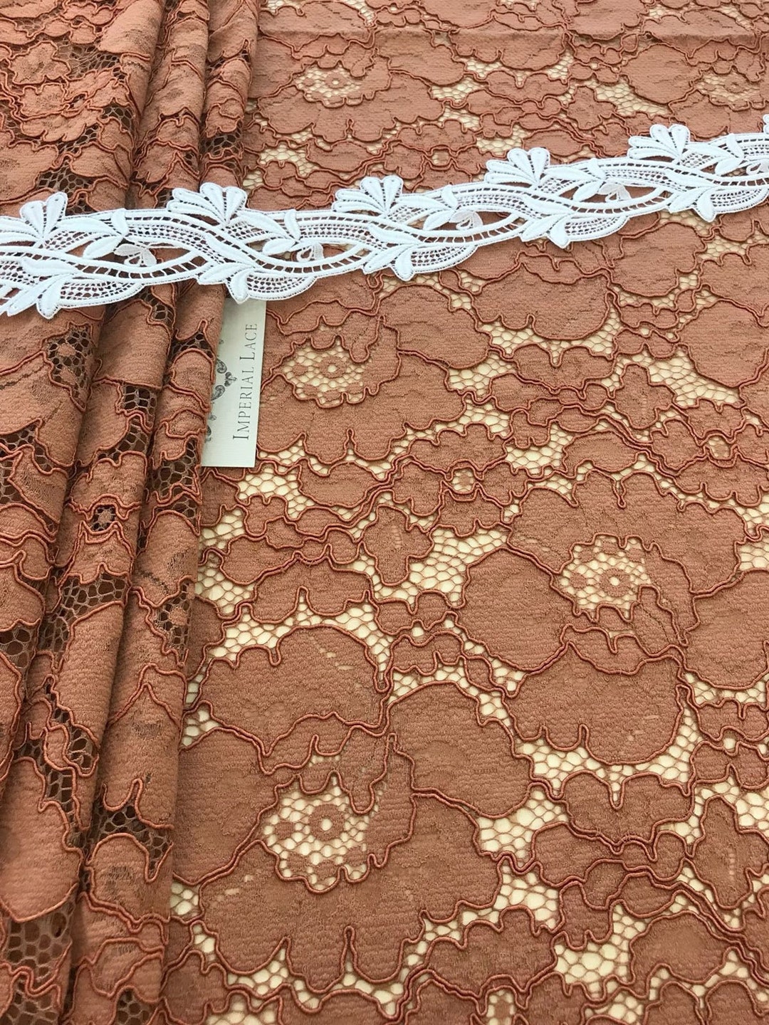 Brown Lace Fabric, Lace Fabric, Boho Lace Fabric, Alencon Lace Fabric ...