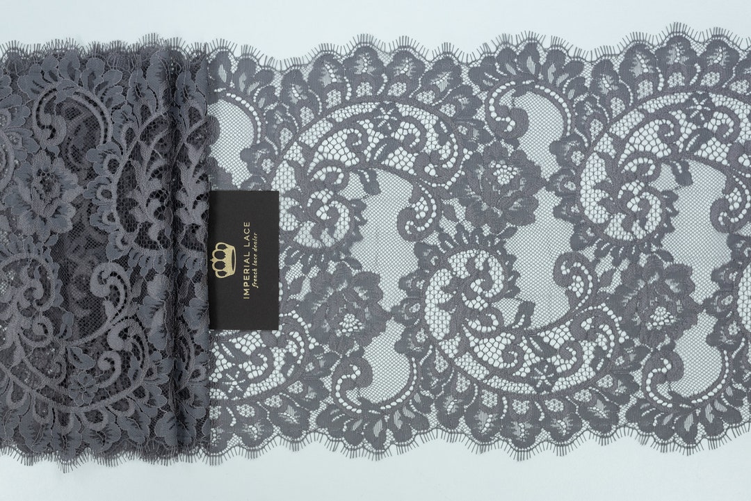 Gray Lace Trim, French Lace, Chantilly Lace, Bridal Gown Lace, Wedding ...