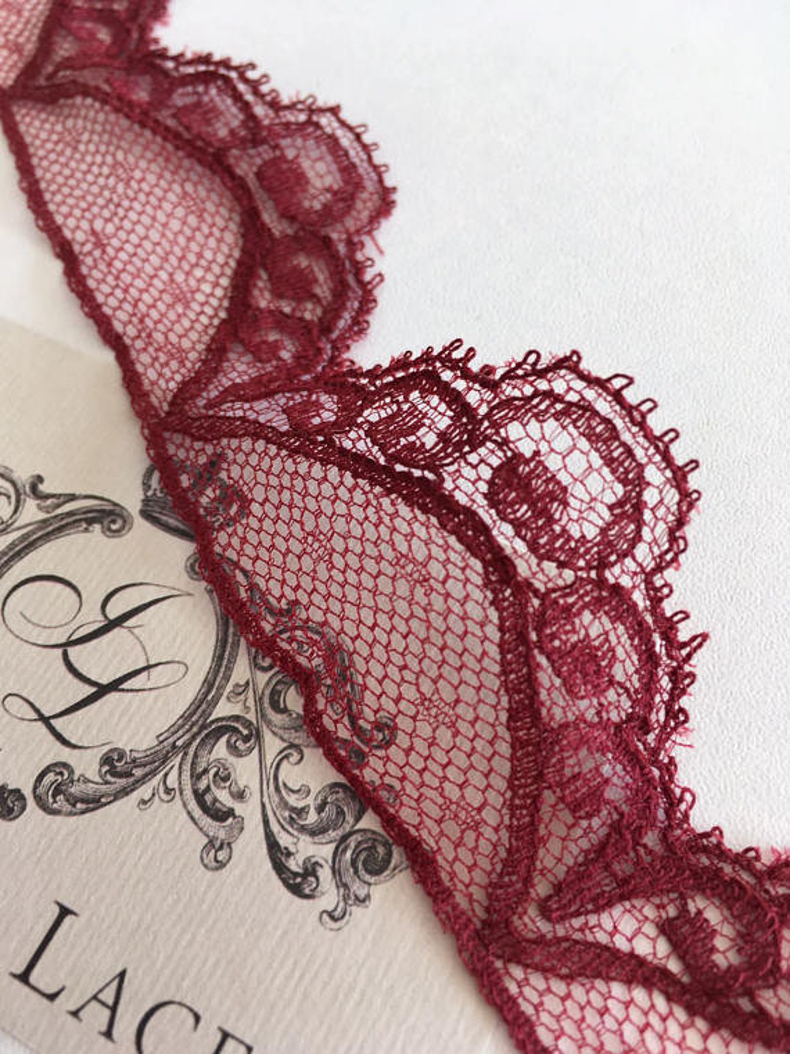 Wine Red Chantilly Lace Trim Solstiss Lace Trim Viscose Lace - Etsy