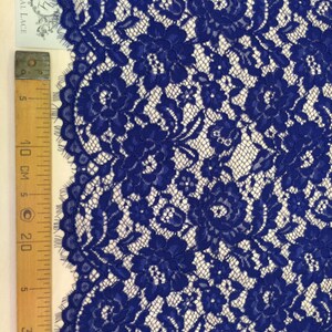 Royal Blue Lace Fabric, French Lace, Alencon Lace, Wedding Lace, Bridal ...