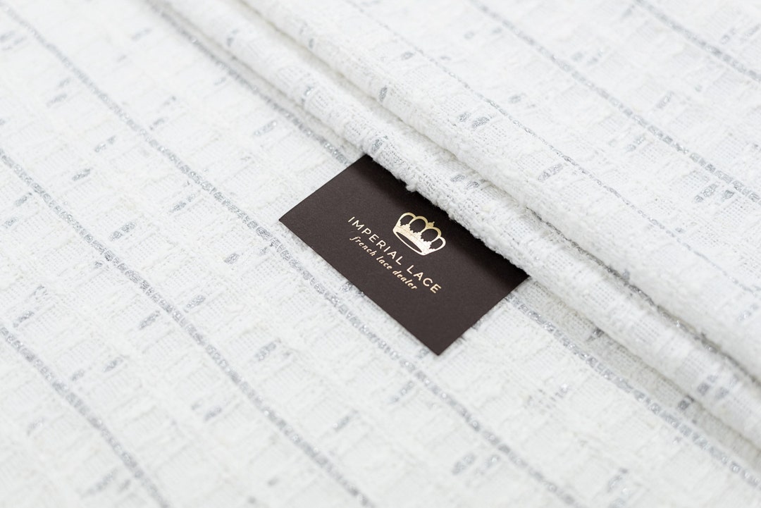 55cm Long Piece White Tweed Fabric, Fashion Tweed Fabric, Tweed Fabric ...