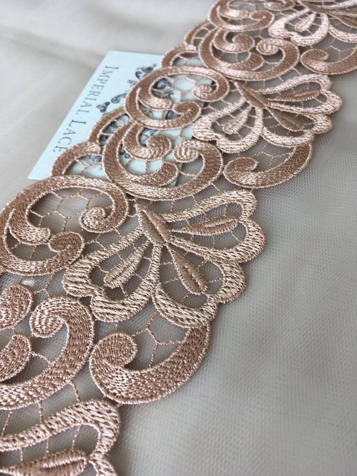 Brown Lace Trim French Lace Chantilly Lace Bridal Gown Lace - Etsy