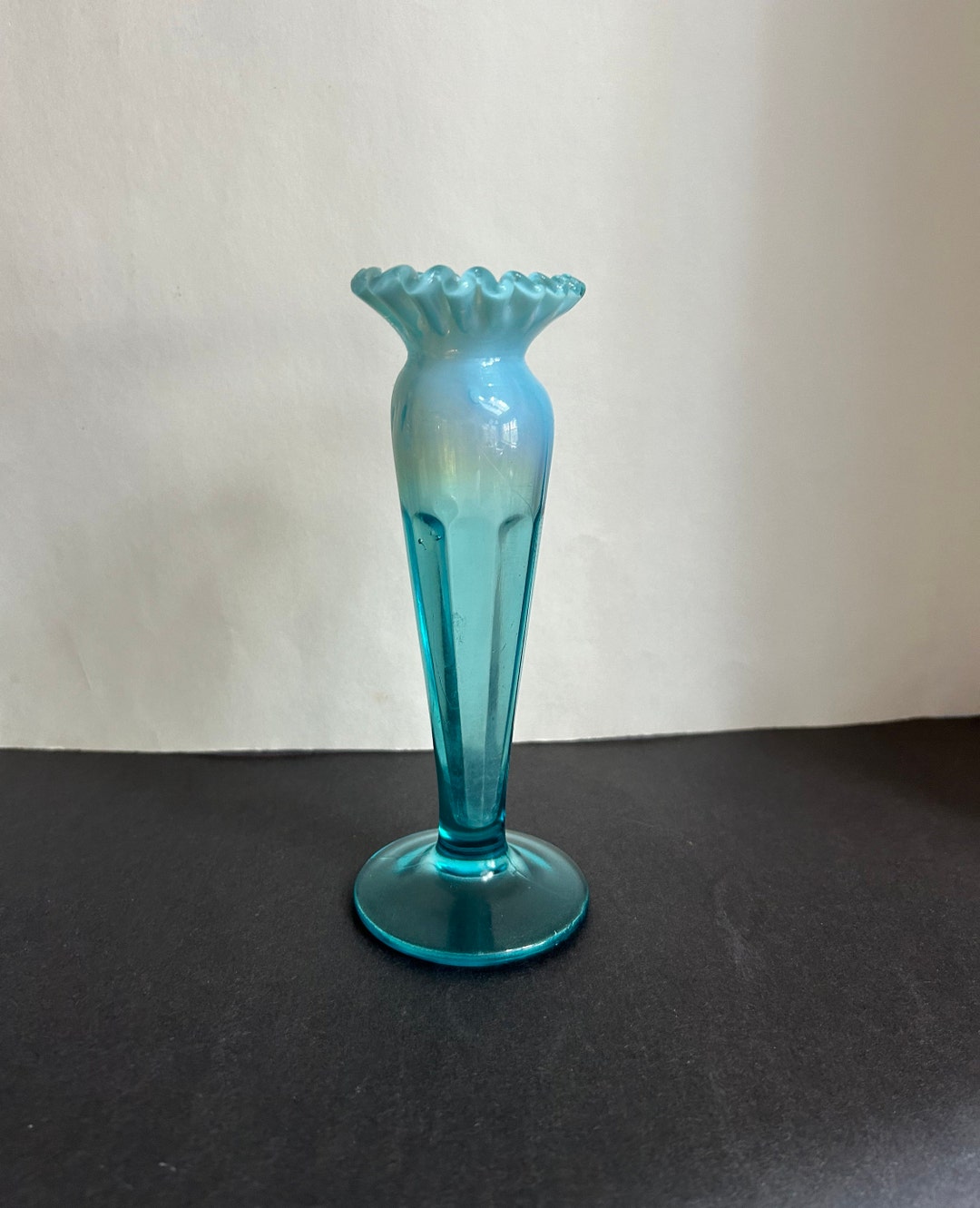 Antique Northwood Blue Opalescent Glass Lorna Vase - Etsy