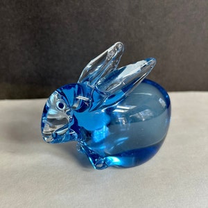 Art Glass Blue Bunny Rabbit Murano Style Collectible Paperweight - Etsy